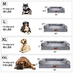 Mesa Lemon Extra Large Dog Bed, Washable Dog Bed with Removable Cover, Orthopedic Dog Bed,Waterproof Dog Bed, Memory Foam Bolster Dog Sofa with Nonskid Bottom, Dog Bed for Extra Large Dogs