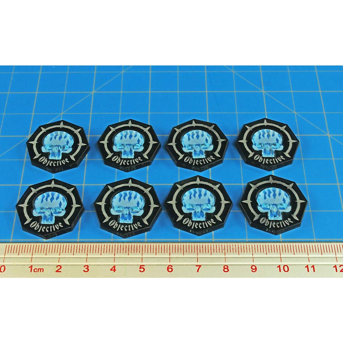LITKO Objective Token Set Compatible with Warcry, Transparent Grey & Transparent Light Blue (8)