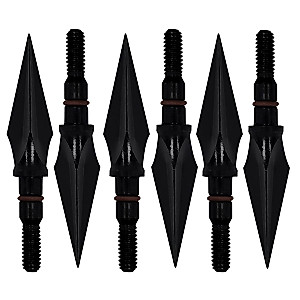 Broadheads Hardening Traditional Hunting Arrow Head 100/125/150 Grain Archery Screw-in Broad Heads,Pack of 6 (Black-1, 100grain-A)
