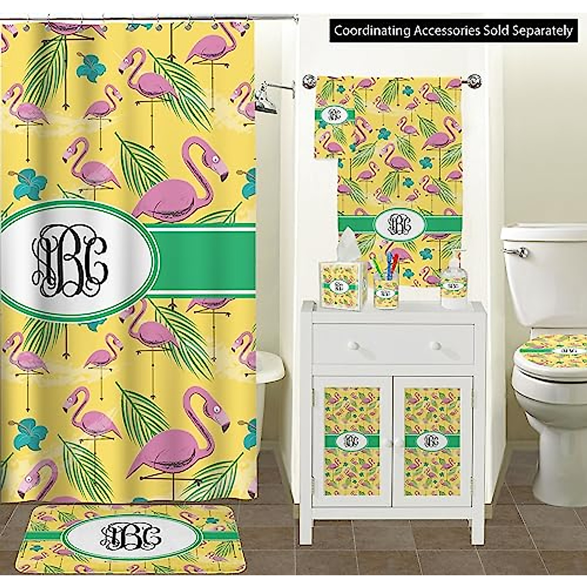 RNK Shops Pink Flamingo Waste Basket - Single Sided (Black) (Personalized)