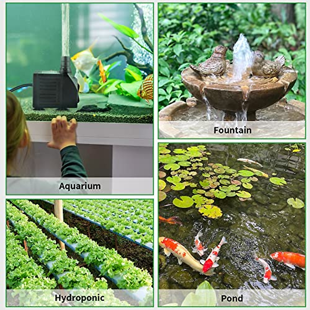 Yochaqute Aquarium Submersible Water Pump: 550GPH 30W Quiet Mini Adjustable with 6ft Power Cord for Hydroponics | Garden Waterfall | Pond | Fish Tank| Fountain