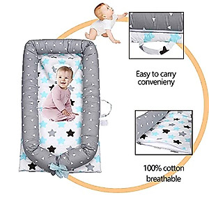 Baby Lounger Cover Baby Nest Cover 100% Cotton Breathable Sleeping Bed Cover for Newborn Nest Co Sleeping Bed Machine Washable (Star)