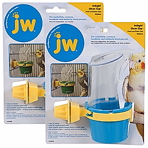 JW Pet Company Clean Cup Feeder and Water Cup Bird Accessory, Medium, Colors May Vary