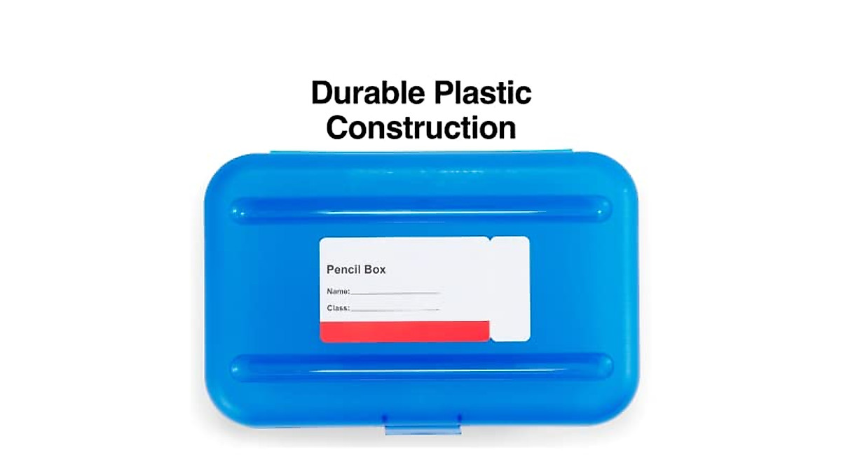 1InTheOffice Translucent Blue Plastic Pencil Box - 4 Pack