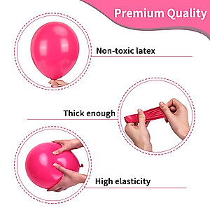 RUBFAC Hot Pink Balloons Different Sizes 105pcs 5/10/12/18 Inch for Garland Arch, Latex Party Balloons for Wedding Birthday Baby Shower Anniversary Valentine's Day Princess Theme Party Decoration