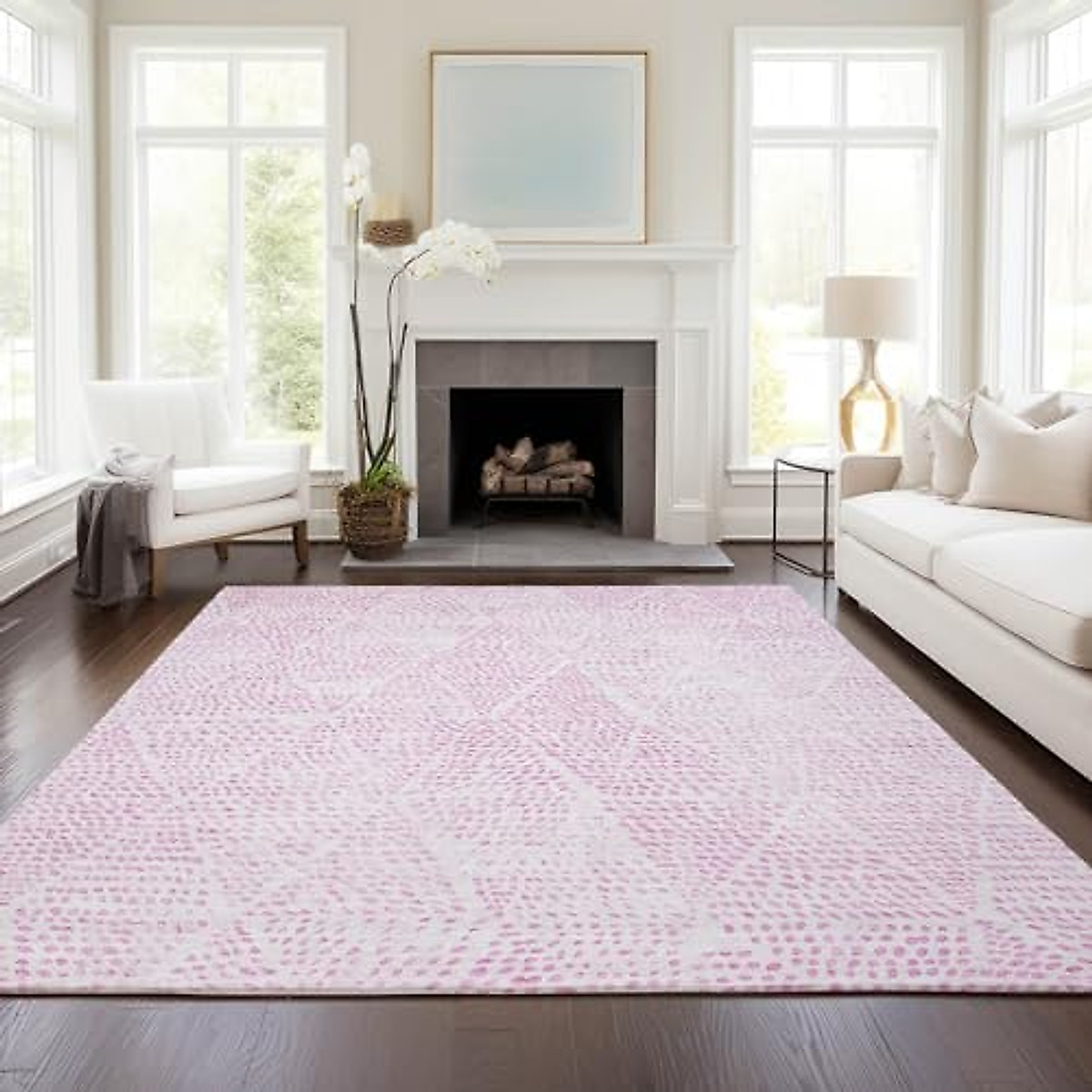 Addison Rugs Chantille ACN591 Pink 9' x 12' Indoor Outdoor Area Rug, Easy Clean, Machine Washable, Non Shedding, Bedroom, Living Room, Dining Room, Kitchen, Patio Rug