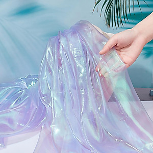 PH PandaHall 4.3 Yard Organza Lace Fabric Purple Sheer Fabric Iridescent Organza Cloth Magic Shiny Fabric Ribbon for Christmas Dress Show Costume Wedding Decoration Photography Background 59inch Wide