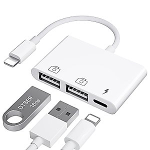 AMLLEN iPad to USB Adapter, USB for iPad, iPhone to USB Adapter Compatible iPhone/iPad,Plug N Play,Compatible with USB Flash Drive.Support iOS 16.
