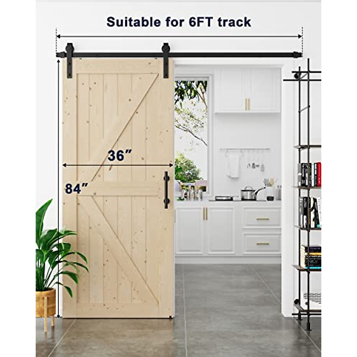 WINSOON 36 x 84 inch Sliding Barn Door Interior Paneled Slab, DIY Unfinished Barn Doors Solid Spruce Wood, K Frame, Pre-Drilled, Bottom Grooved, Easy to Install, Natural