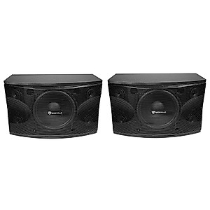 Rockville Pair KPS12 12" 3-Way 1600 Watt Karaoke Speakers+Wall Brackets/MDF, Black