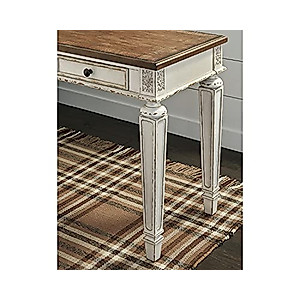 Signature Design by Ashley Realyn Farmhouse 60" Home Office Desk with USB Charging, Chipped White