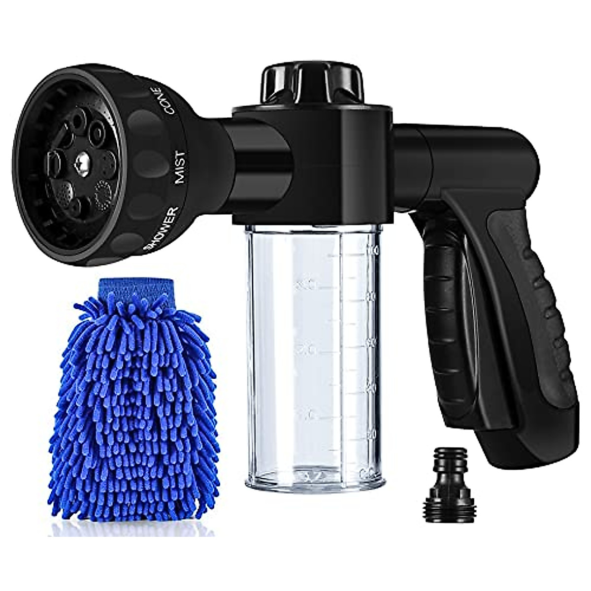YeYouc Garden Hose Nozzle, High Pressure Hose Sprayer Nozzle 8 Way Spray Pattern Foam Blaster for for Watering Plants, Lawn, Patio, Car Wash, Cleaning, Showering Pet