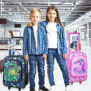 UFNDC Kids Luggage for Girls, Unicorn Suitcase Rolling with Wheels，Travel Carry on for Children Toddler elementary