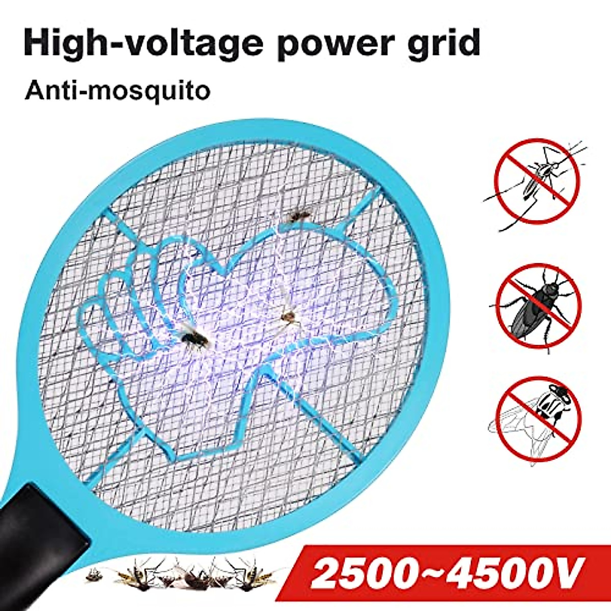 Bug Zapper! 3000 Volts Fly Racket Swatter Electric Mosquito Killer for Indoor and Outdoor, 3 Safe Layer Fly Moth Insect Killer,2AA Batteries Not Included （Circular）