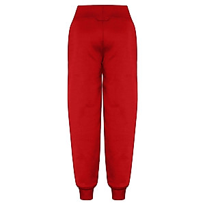 Kids Plain Tracksuit Cuffed Hoodie Red Sweatpants Casual Fashion Girls Boys