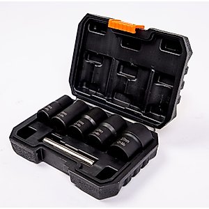 LONKER 6PCS Lug Nut Bolt Extractor Set, Twist Socket Set 1/2" Drive Rounded Bolt & Stripped Lug Nut Remover Socket Tool Kit