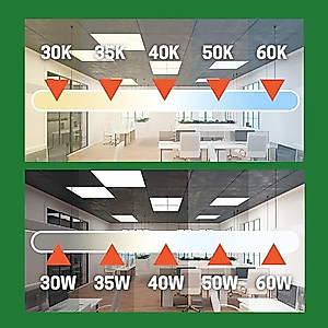 E2 Lighting 2 Pack 2X4 LED Flat Panel Light with Emergency Battery Backup 35W-40W-45W-50W Wattage Selectable 3000K-3500-4000K-5000K