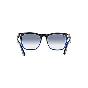 Ray-Ban RB4487 Steve Square Sunglasses, Black on Transparent Blue/Clear Gradient Light Blue, 54 mm