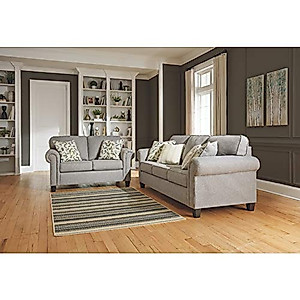Signature Design by Ashley Alandari Traditional Loveseat with 2 Accent Pillows, Gray