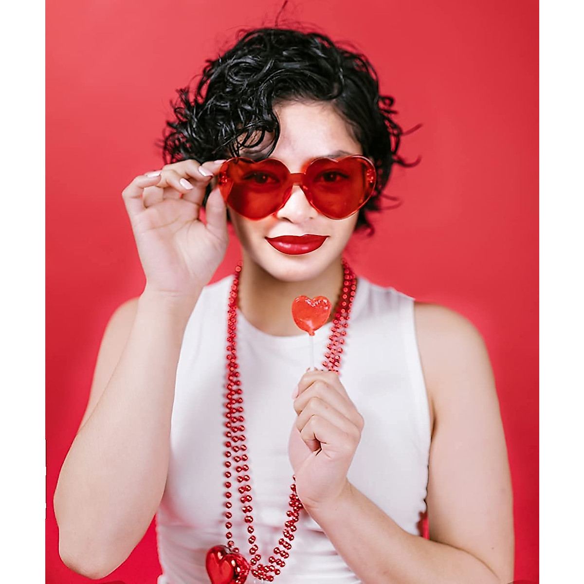 LIULIUBTY Heart Shaped Rimless Sunglasses, Jelly Fudge Series Bachelor Party Cool Sunglasses 8 Pack, Colors Funky Glasses Party Favors (Mixed Colors)