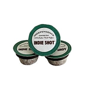 Independence Coffee Co. Jet Fuel Intense and Heavy Body, Dark Roast, Single Serve Coffee Indie Shot K Cup Pods, Compostable Plant-Based Coffee Pods, Keurig Brewer Compatible, 50 Count