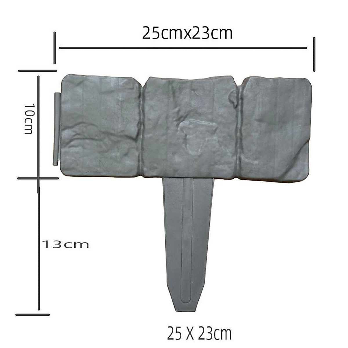 20 pcs Stone Effect Plastic Palisade Fence, Garden Border Edging Gray Stones Effect Fence in Lawn Edging Plant Border Garden Landscape Edging (Black)