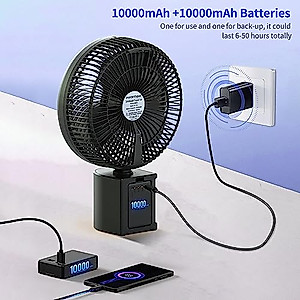 Airbition 10" Portable Pedestal Fan, 10000mAh Rechargeable Table Fan with 7 Speeds, Oscillating Standing Fan with Timer for Bedroom, Office, Camping