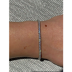 HarlemBling Real Solid 925 Sterling Silver 2mm CZ Tennis Bracelet - 6-8.5" Iced Diamond One Row Bracelet - Thin & Great For Classy Everyday Look (7)