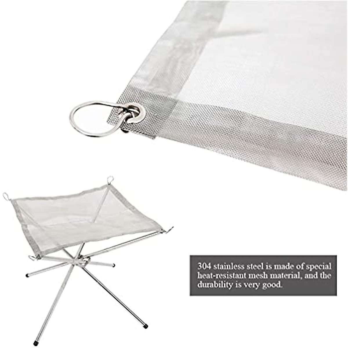 YEASQGS Portable Outdoor Camping Fire Pit Replacement Mesh Foldable Stainless Steel Mesh for Camping Backyard Garden (22" Replacement Mesh)