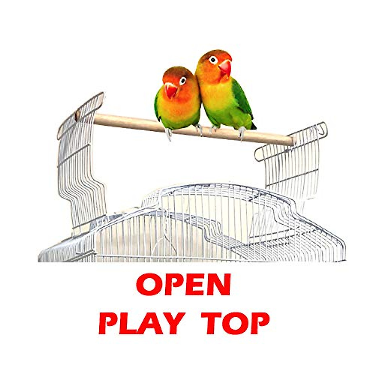 62" Rolling Bird Cage Canary Parakeet Cockatiel Lovebird Finch Perch with Stand (White, with Toy)