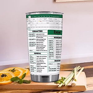 BECHUSKY Excel Tumbler Group Excel Shortcut Tumbler Excel Cheat Sheet Travel Spreadsheet Accounting Student Senior Accountant CPA Gift For Coworker Colleague Friend On Birthday Anniversary Christmas