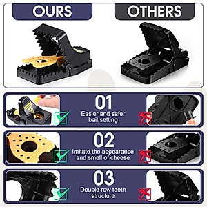 Qualirey Mouse Traps Indoor for Home Rat Traps for House Small Mice Traps Reusable Rat Traps Snap Traps Quick Effective Mouse Catcher Safe Mousetrap for Family and Pet (24 Pcs)