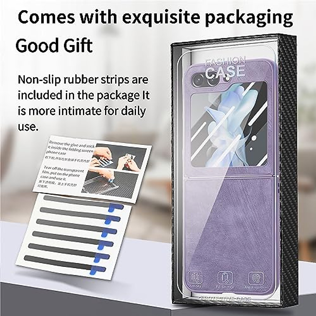 phone protective flip case Ultra Slim Case Compatible with Samsung Galaxy Z Flip 5 Case Built in Front Screen Protector, PU Leather Back Case Thin Case Minimalist Design Shockproof Full Body Protectiv