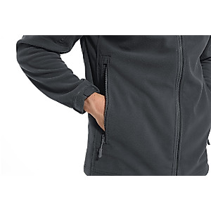 CRYSULLY Mens Fleece Jacket Coat Military Hoodie Winter Warm Zip Up Coat with Multi Pockets Grey M