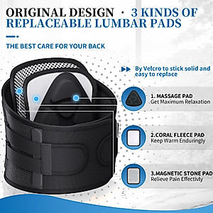 ZEAMO Back Brace for Men and Women Lower Back Pain Relief, Adjustable Lumbar Support Belt with 3 kinds of replacement lumbar pads, Waist Support for Herniated Disc, Sciatica, Scoliosis