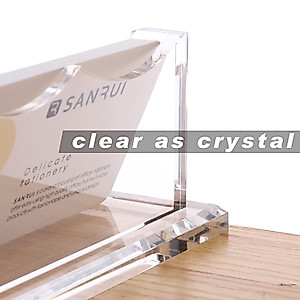 SANRUI Clear Horizontal Business Card Holder Stand for Desk, Acrylic Desktop Display Name Cards Holders Organizer Storage Rack,for Exhibition, Home , Office ,1 Tier 1 Pocket , 60 Card Capacity