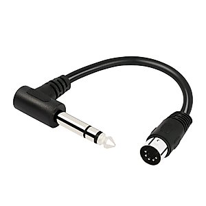 PNGKNYOCN 1/4 Inch to DIN 5 Pin Cable 90 Degree 6.35mm Male to MIDI 5Pin Male TRS Stereo Audio Cable for Speaker, Amplifier, Mixe, MIDI Keyboard etc (20 cm)