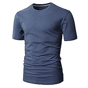 H2H Shorts Sleeve Crew Neck T-Shirts for Men DARKBLUE US L/Asia XL (CMTTS0198)