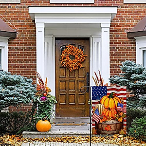 Furiaz Fall Thanksgiving Pumpkin Small Decorative Garden Flag, Autumn Maple Leaves Yard Outside Decorations, Patriotic American Farmhouse Burlap Outdoor Decor Double Sided 12 x 18