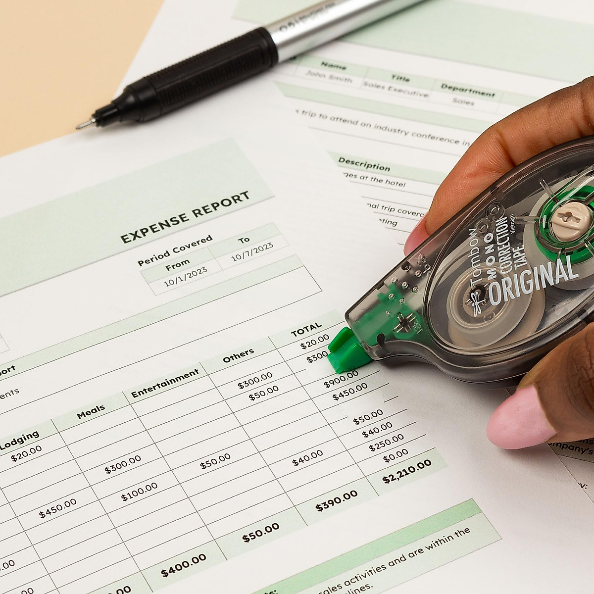 Tombow 68627 MONO Correction Tape, Non-Refillable, 1/6" x 394", White Tape (Pack of 2)