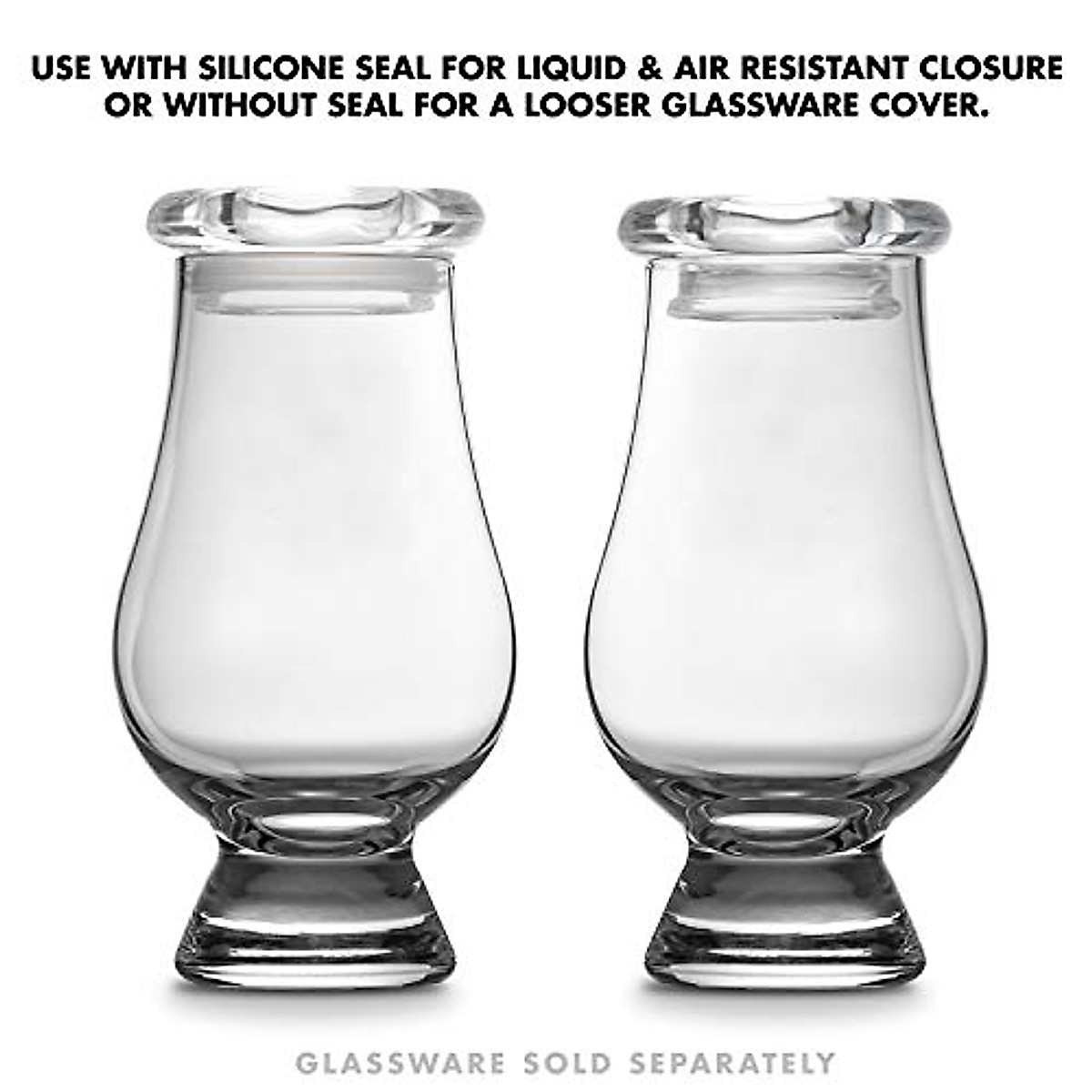 CairnCovers Glass Whiskey Glassware Lids - Glass Cap for Whisky Tasting Glasses by Cairn Craft (4 CairnCover Lids with no engraving)