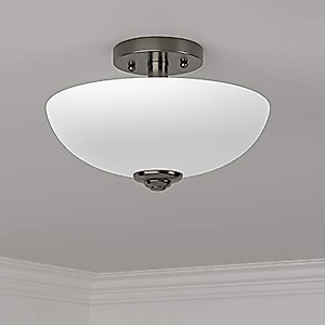 Globe Electric 61025 Vienna 2-Light Semi-Flush Mount, Brushed Nickel, Frosted Glass Shade