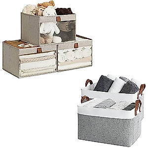 StorageWorks 3-Pack Closet Storage Bins with 2-Pack Rectangle Closet Baskets