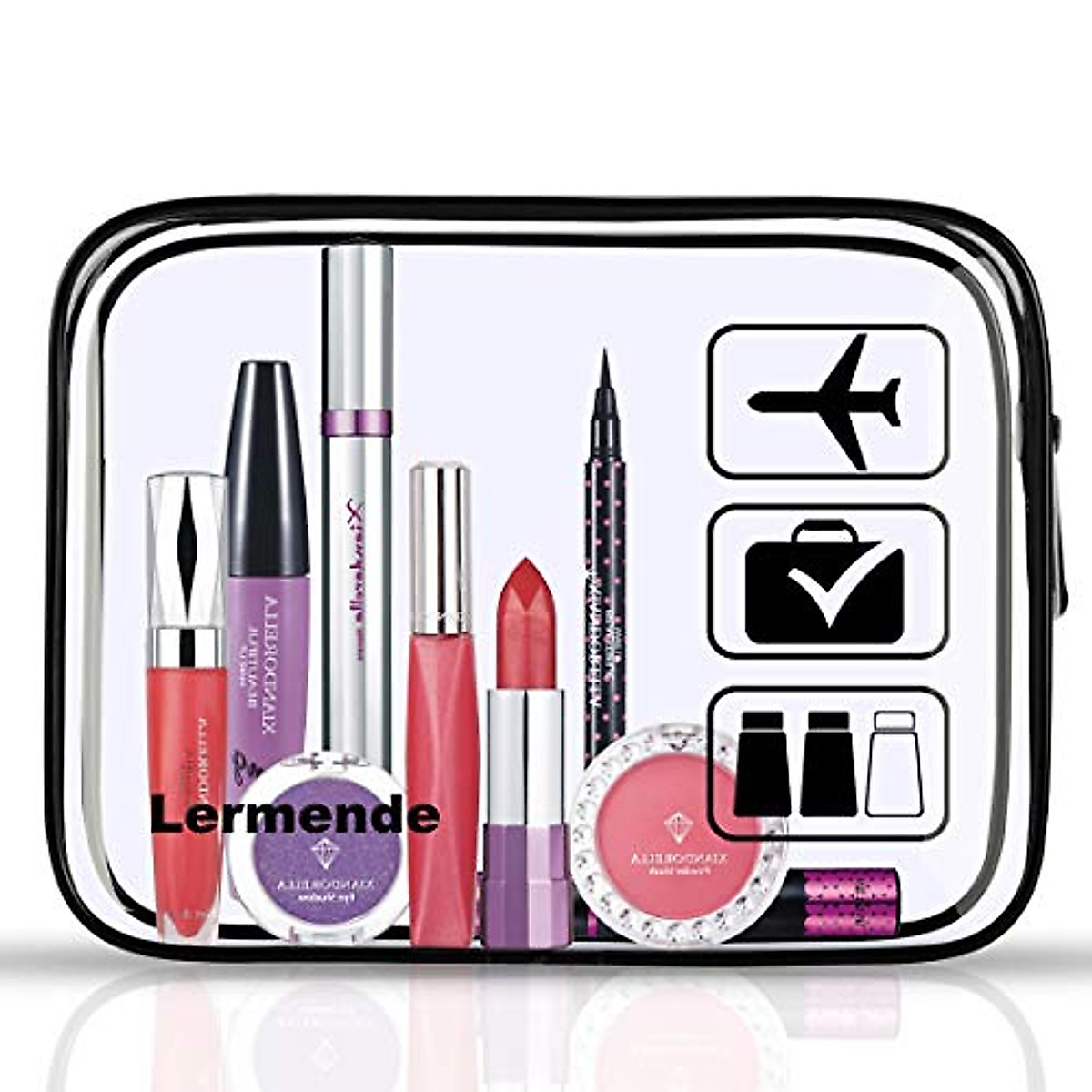 Lermende 2 PCS TSA Approved Toiletry Bag Clear Toiletry Bag for Traveling, Airport Travel Toiletry Bag Carry On TSA Bag Clear Bag Quart Sized Travel Toiletry Bag for Women Men (Black)
