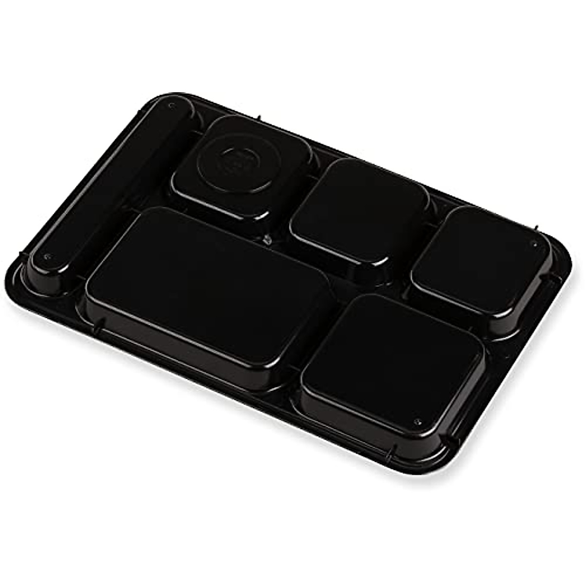 Carlisle FoodService Products Right-Hand 6-Compartment Tray, 10" x 14", Black