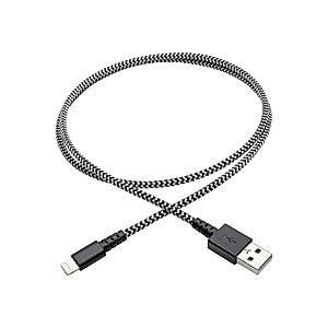 Tripp Lite Heavy Duty USB to Lightning Charging & Data Cable, Heavy Duty with Braided Jacket, MFi Certified for Apple iPhone, iPad & iPod - 3 Feet / 1 Meter, 2-Year Warranty (M100-003-HD)