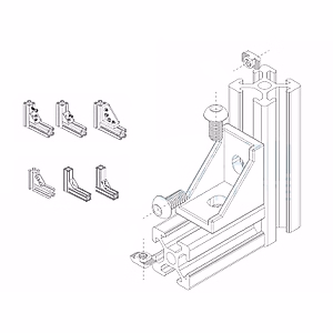 PZRT 2020 Series Aluminum Profile Connector Set, 20pcs Corner Bracket,40pcs T-Slot Nuts, 40pcs M5x8 mm Hex Socket Cap Screw Bolt for 6mm Slot Aluminum Profile Accessories