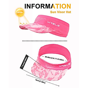 WRELS Visor Sun Hat for Kids Women Men,Adjustable Packable Sports Cap with Sweatband(46-60cm) (#B-Rose Red)
