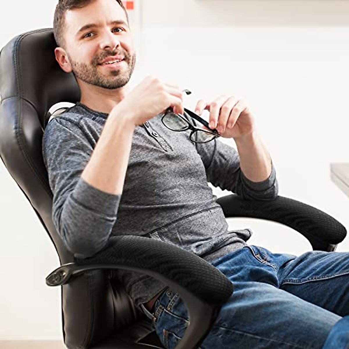 ROLVNHTV Office Chair Arm Cover Chair Armrest Covers Stretchable Pad Padded,Washable Elastic Computer Arm Protectors Rest Sleeves for Home Office Rotating (4 Pieces，Large)