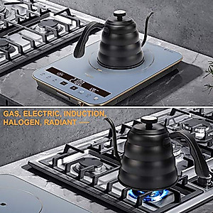 Pour Over Coffee Kettle - Black Gooseneck Kettle with Thermometer - Premium Stainless Steel Coffee Maker Tea Pot, Update Triple Layered Base for all Stovetops, 40 floz/1200ml